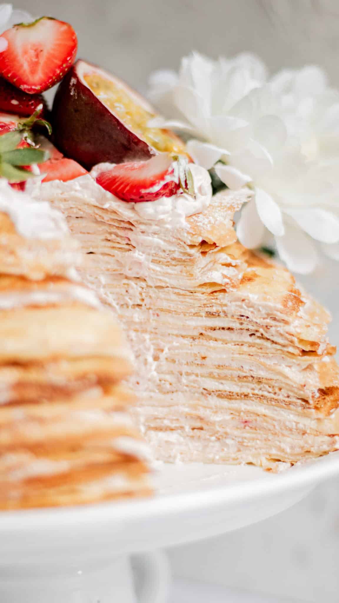 French Elegance in Every Layer: Mille Crêpe Cake With Jam and Whipped ...