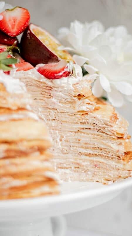 French Elegance in Every Layer: Mille Crêpe Cake With Jam and Whipped ...